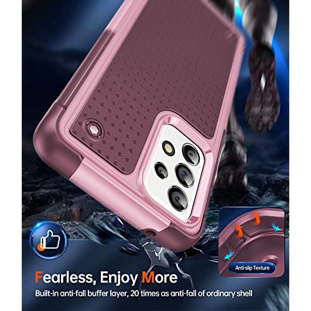 LeYi for Samsung A52 Case, A52 Samsung Phone Case with 2 Pack Screen Protectors, Dual Layer Protective Hard PC Back & Soft Bumper Resilient Shock Absorb Phone Case for Galaxy A52 5G, Red Pink