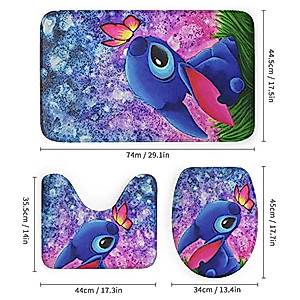 fmsnupz Cartoon Shower Curtain 4PCS Set, Cute Bathroom Decor with Non-Slip Rugs, Toilet Lid Cover and Bath Mat, Waterproof Fabric Shower Curtains with 12 Hooks, 70.8"x70.8"