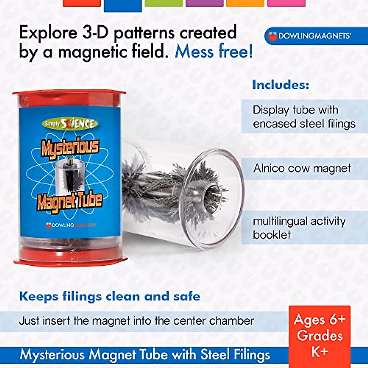 Dowling Magnets Mysterious Magnet Tube with Steel Filings, Model Number: SS31