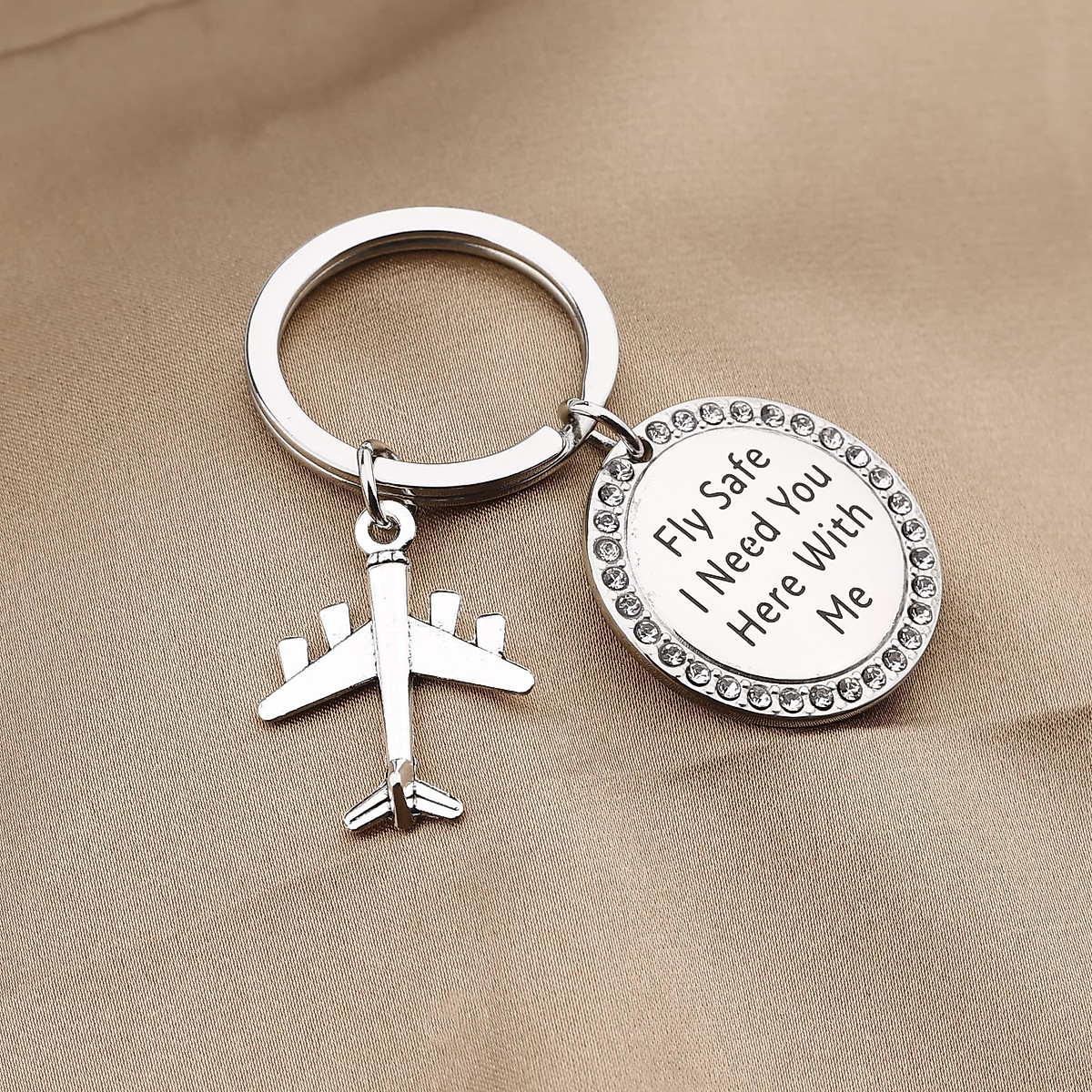 WFSJRED Fly Safe Keychain Pilot Gifts Long Distance Gift Fly Safe I Need You Here With Me Keychain Flight Staff Airline Worker Gift (Fly Safe KS)