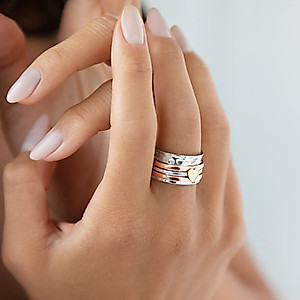 INENIMARTJ Self Love Spinner Heart Ring To My Bestie Wide Band Heart Fidget Ring Silver Meditation Anxiety Relief Ring for Women,Handcrafted Inspiration Ring Jewelry for Daughter/Yourself/Friend (9)