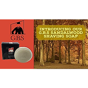 GBS Men's Sandalwood Shaving Soap 97% All Natural Enriched With Shea Butter and Glycerin, Creates Rich Lather Form, 3 Oz Pack of 1(1 Sandalwood Round Shaving Soap)
