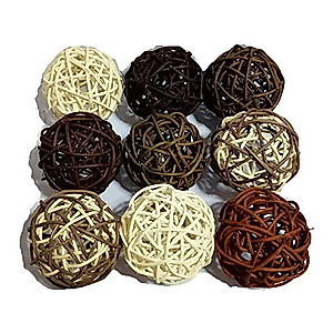 Bag of Brown Natural Wicker 4" dia Twig Orbs Balls - Bag of 9