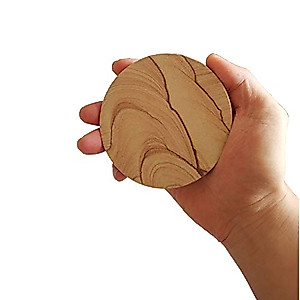 Sandstone Coaster,Set of Six,Natural Sandstone 3.94 Inch Fashion Pattern,Cork Non-Slip Back Cover