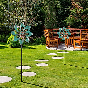 VEWOGARDEN Garden Decor Wind Spinners, Small Waterproof Metal Pinwheels Wind Spinner for Yard and Garden 37 * 10inches (Single Blade)