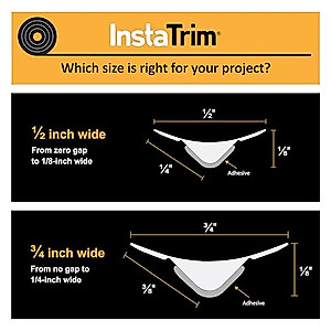 InstaTrim New & Improved Self-Adhesive Caulk Trim, 1/2" x 10', 2-Pack, Flexible, Waterproof, Stain Resistant for Bathroom, Floors, Walls, DIY Project, White