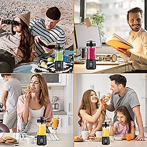 TastLi Portable Blender for Shakes and Smoothies, USB Rechargeable Mini Travel Electric Personal Size, with 13oz Blender Bottles, Powerful Motor, 6 Blades(Black)