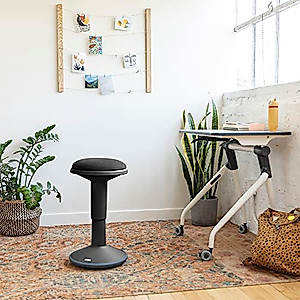 ECR4Kids Sitwell Wobble Stool with Cushion, Adjustable Height, Active Seating, Black