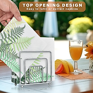 LAIHIFA Napkin Holder, Silver Napkin Holders for Table, Kitchen & Countertops, Modern Metal Cocktail Paper Napkins Holder Napkin Dispenser for Indoor & Outdoor Use