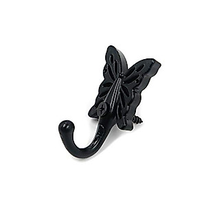 Geesatis 6 pcs Vintage Wall Mounting Hanger Hooks Butterfly Style Hat Hook Coat Hook for Hanging Towels Clothes Scarves Keys, with Mounting Screws, Black