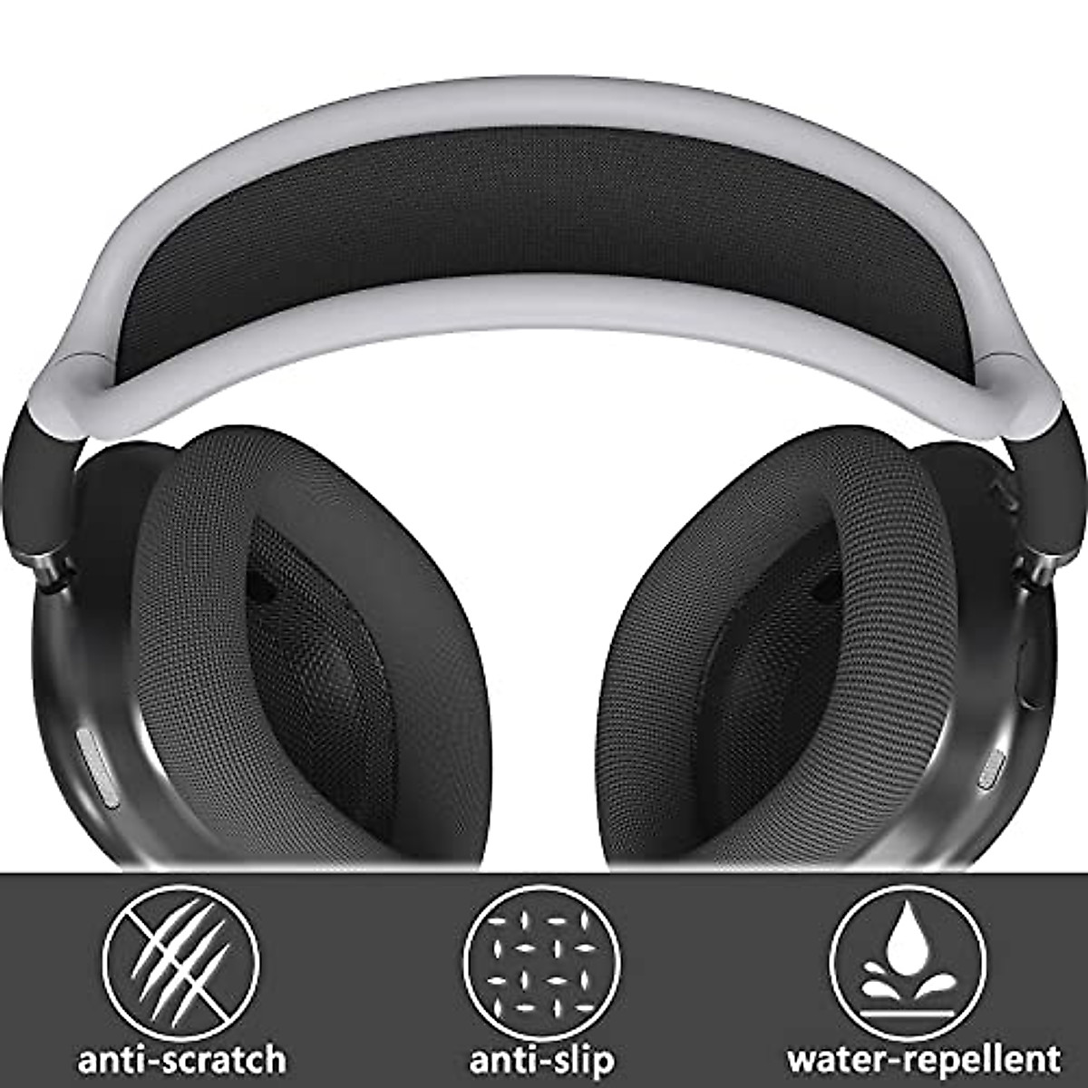 Geekria Silicone Headband Cover Compatible with AirPod Max Headphone, Headband Protector/Headband Replacement Easy DIY Installation No Tool Needed (Grey)