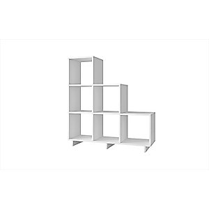 Manhattan Comfort Cascavel Collection Sophisticated Wall Mounted Stair Cubby with 6 Cubed Shelves, White