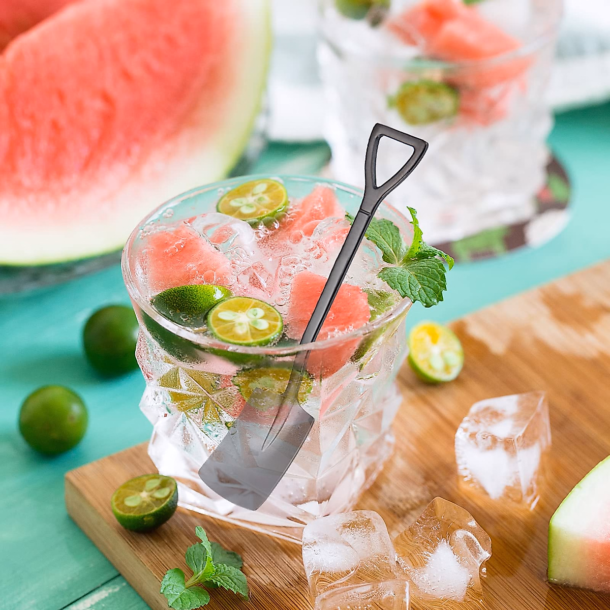 6 Pack Stainless Ice Cream Spoons, Shovel Spoons, Watermelon Spoon Reusable Small Spoon for Tea Dessert Home Kitchen Party Restaurant Party Supplies (Colored)