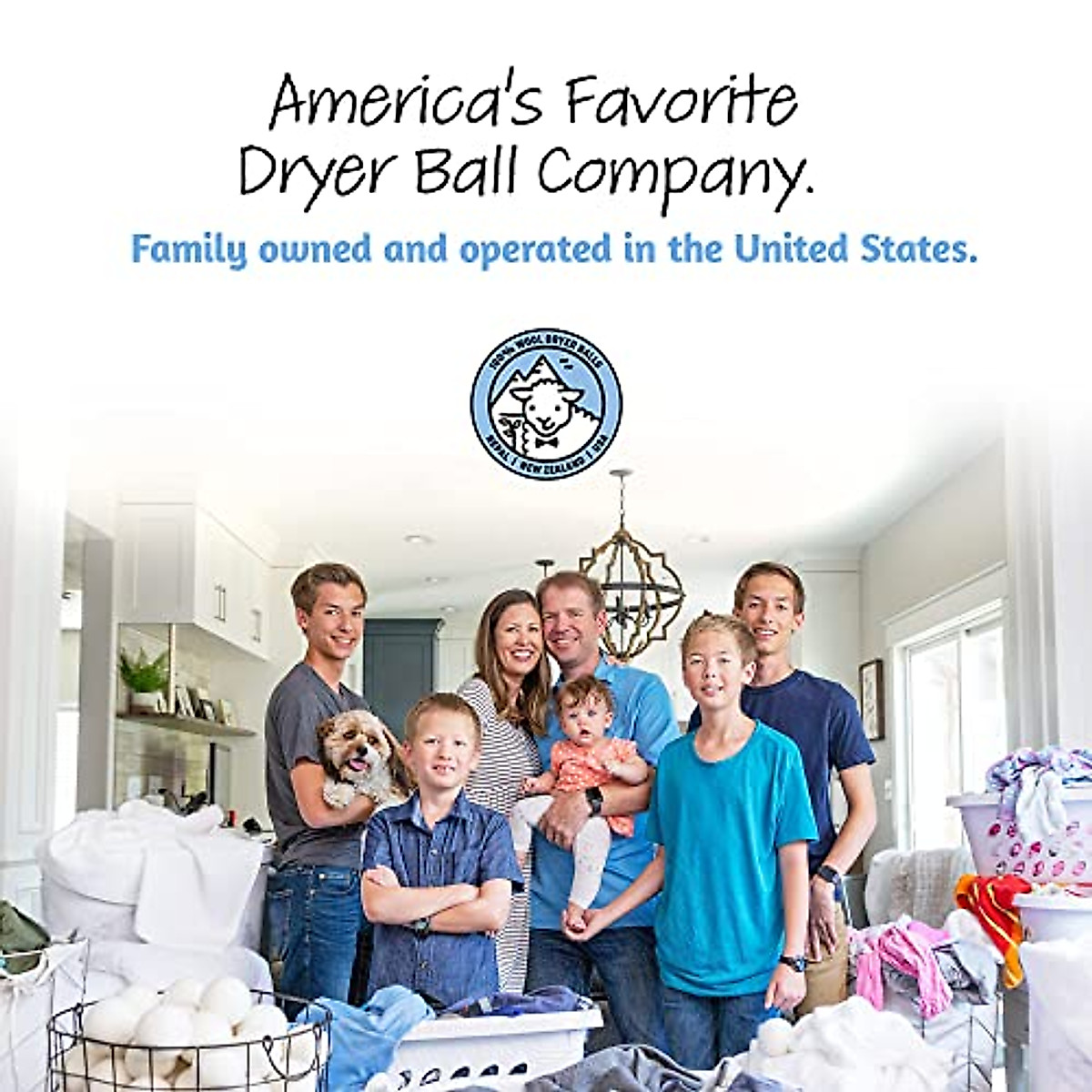 Wool Dryer Balls - Smart Sheep 6-Pack - XL Premium Natural Fabric Softener Award-Winning - Wool Balls Replaces Dryer Sheets - Wool Balls for Dryer - Laundry Balls for Dryer