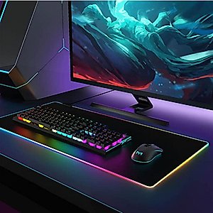 HYSTTBD Gaming Mouse Pads Gaming Computer Mousepad RGB Hexagon LED Carpet Pc Desk Keyboard Mat with Backlit 23 62' x11 81', 600x300mm