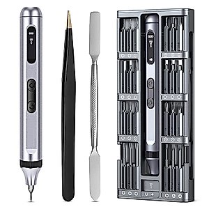 GuDoQi Precision Screwdriver Set 52 in 1, Cordless Rechargeable Mini Electric Screwdriver, LED Display, 48 Magnetic Bits, Power Screwdriver with 2 Lights, Portable Repair Tool Kit for Phone, Laptops
