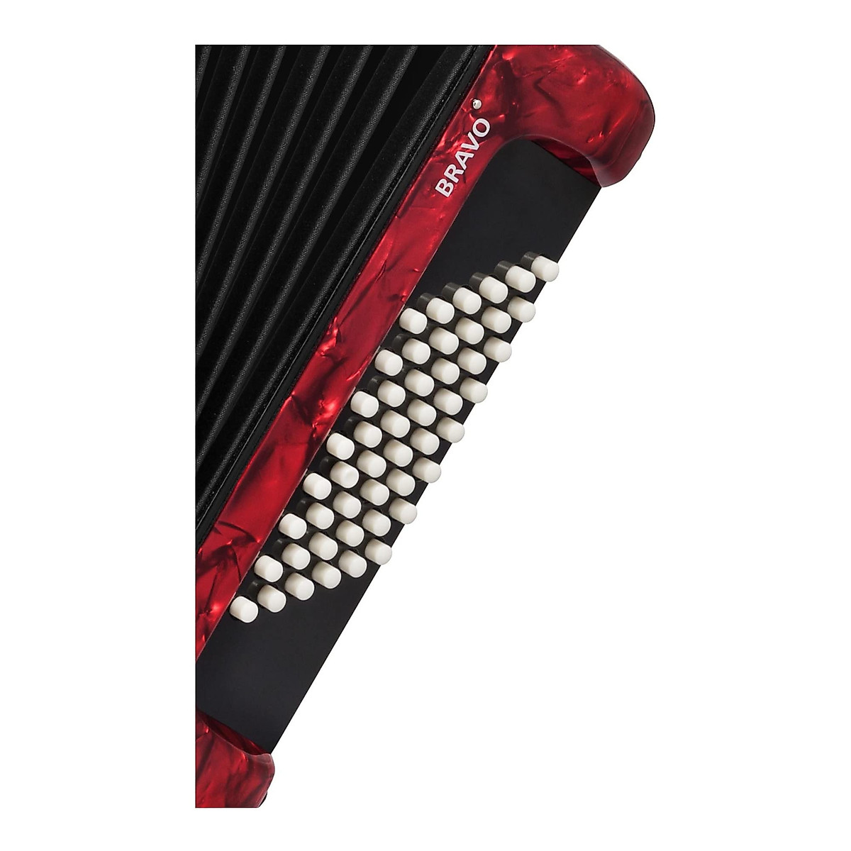 Hohner Bravo II 48 Chromatic Piano Key Accordion - Pearl Red