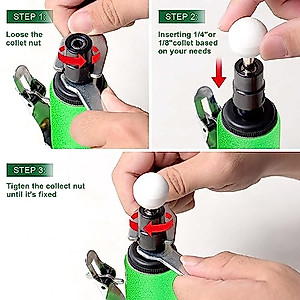 DOTOOL 1/4" Air Die Grinder Kit Straight Pneumatic 28000 RPM Rear Exhaust Polisher with 1/4"(6MM) and 1/8"(3MM) Collets Mini and Compact Size, Polishing Tool