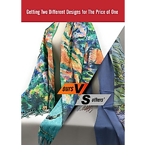 VENVSBEE Reversible Cashmere Feel Scarf Soft Large Shawl Wrap Blanket Double Sided Art Print Warm Pashmina Stoles Klimt Van Gogh Gifts-02