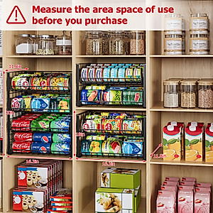 JKsmart 4-Tier Stackable Can Rack Organizer for Pantry, Adjustable Can Dispenser Holds Up to 62 Cans, Can Storage Holder for Various Ounces of Canned Food Soda Drinks, Black