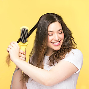 Drybar The Brush Crush Heated Straightening Brush | One Step Hair Straightener Brush, Smooth and Style for Frizz-free Hair, Works With All Hair Types