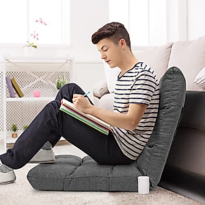 Giantex Floor Sofa Chair Video Gaming Chair with 14 Adjustable Position, Padded Back Support Floor Cushioned Seat, Folding Lazy Chair for Meditation, Reading, Watching, Living Room Recliner(Grey)