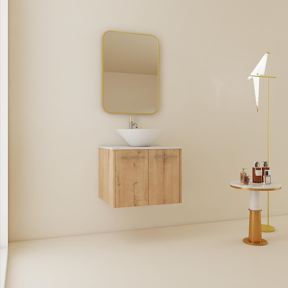 24 inch Bathroom Vanity with Sink,Modern Bathroom Vanities for Small Bathroom,Floating Bathroom Vanity with Ceramic Sink