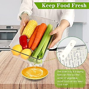 8 Pack Fridge Organizer with Egg Holder, PBA-Free Refrigerator Organizer Bins with Lids, Stackable Plastic Pantry Organizer Bins for Kitchen, Countertops, Cabinets, Fridge, Fruits, Vegetable, Cereals