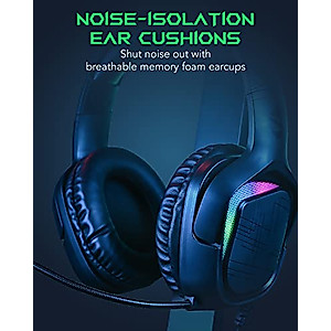 Black Shark Gaming Headset for PC, PS4, PS5, Xbox, Switch, All-in-1 Gaming Headphones with Ultra-Clear Bendable Mic, 50mm Dynamic Drivers, Noise Isolation Ear Cushions, in-line Controls - Goblin X1