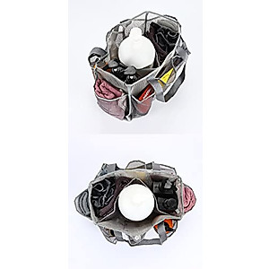 Qimodo Mesh Shower Caddy Tote with V-separated Compartment,Heavy Duty Toiletry Bath Basket Bag for Dorm College Gym Camping (Grey)