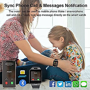 Padgene DZ09 Bluetooth Smartwatch,Touchscreen Wrist Smart Phone Watch Sports Fitness Tracker with SIM SD Card Slot Camera Pedometer Compatible with iOS Android for Kids Men Women