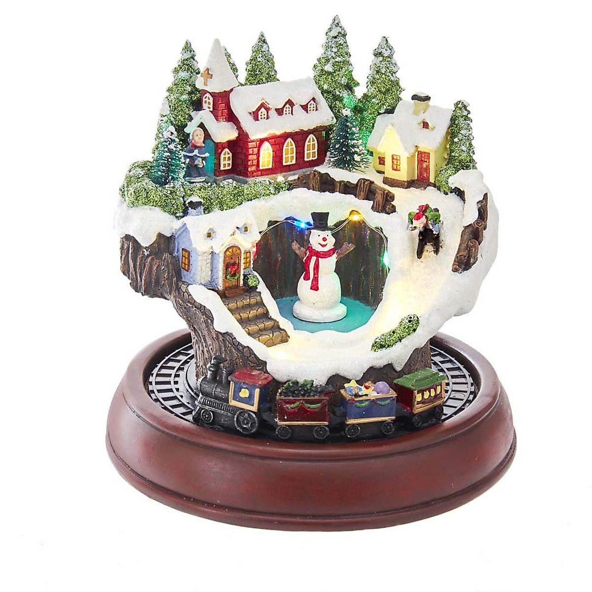 Kurt S. Adler 7.5-Inch Battery-Operated LED Musical Village and Train Table Piece, Multi