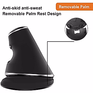 J-Tech Digital Wireless Ergonomic Vertical USB Mouse with Adjustable Sensitivity (600/1000/1600 DPI), Scroll Endurance, Removable Palm Rest & Thumb Buttons [V628P]