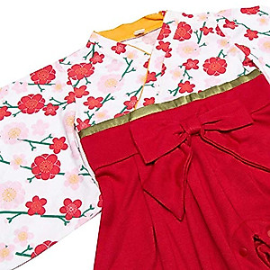 KYOETSU Baby Girls Kimono Rompers Hakama Coverall (3M(Japanese Size 60), Plum Off-White)