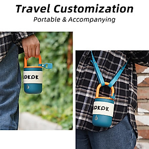 BJPKPK Insulated Stainless Steel Tumbler Cups 13oz Travel Coffee Mug With Lid And Handle,Dark Blue