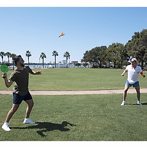 Jazzminton Lite – Indoor & Outdoor Game for Family and Friends – 2 Paddles, 2 Birdies, 1 Ball - All Season Paddle Game for Kids and Adults – Take Your Kids Outside for Some Active Fun