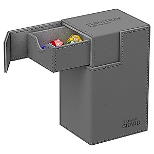 Ultimate Guard Flip 'n' Tray 80+, Deck Case for 80 Double-Sleeved TCG Cards + Dice Tray, Grey, Independent Magnetic Closure & Microfiber Lining
