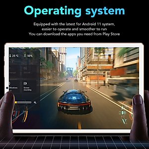 Vikye Android 11 Tablet, 10.1 Inch Display, Octa Core CPU Processor, 4GB RAM 64GB ROM, 8MP 16MP Dual Cameras, 5G WiFi Tablet (US Plug 100‑240V) (Gold)