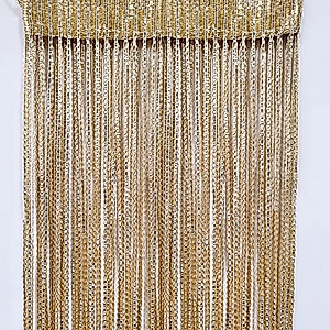 DLD String Curtains Beaded Door Curtain,Curtains Panel Divider Window Door Fly Screen for Door Wall and Window Decoration,200cm x 100 cm(200cm*100 cm,Golden)