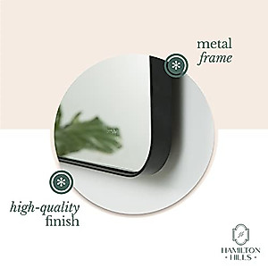 Hamilton Hills 22x30 Inch Brushed Black Metal Framed Mirror | Pivot Mirrors for Bathrooms | Rounded Corner Rectangular Frame with Tilt Mirror Brackets | Adjustable & Tilting Farmhouse Wall Vanity