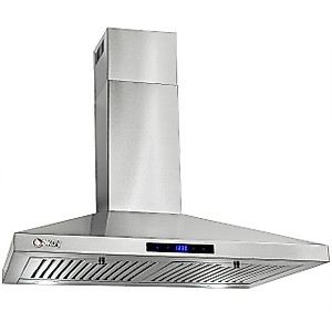 AKDY 30 in. Wall Mount Range Hood, 3-Speed Fan and LED Lights in Stainless Steel, Convertible Range Hood Ducted to Ductless with 2-Sets of Carbon Filters