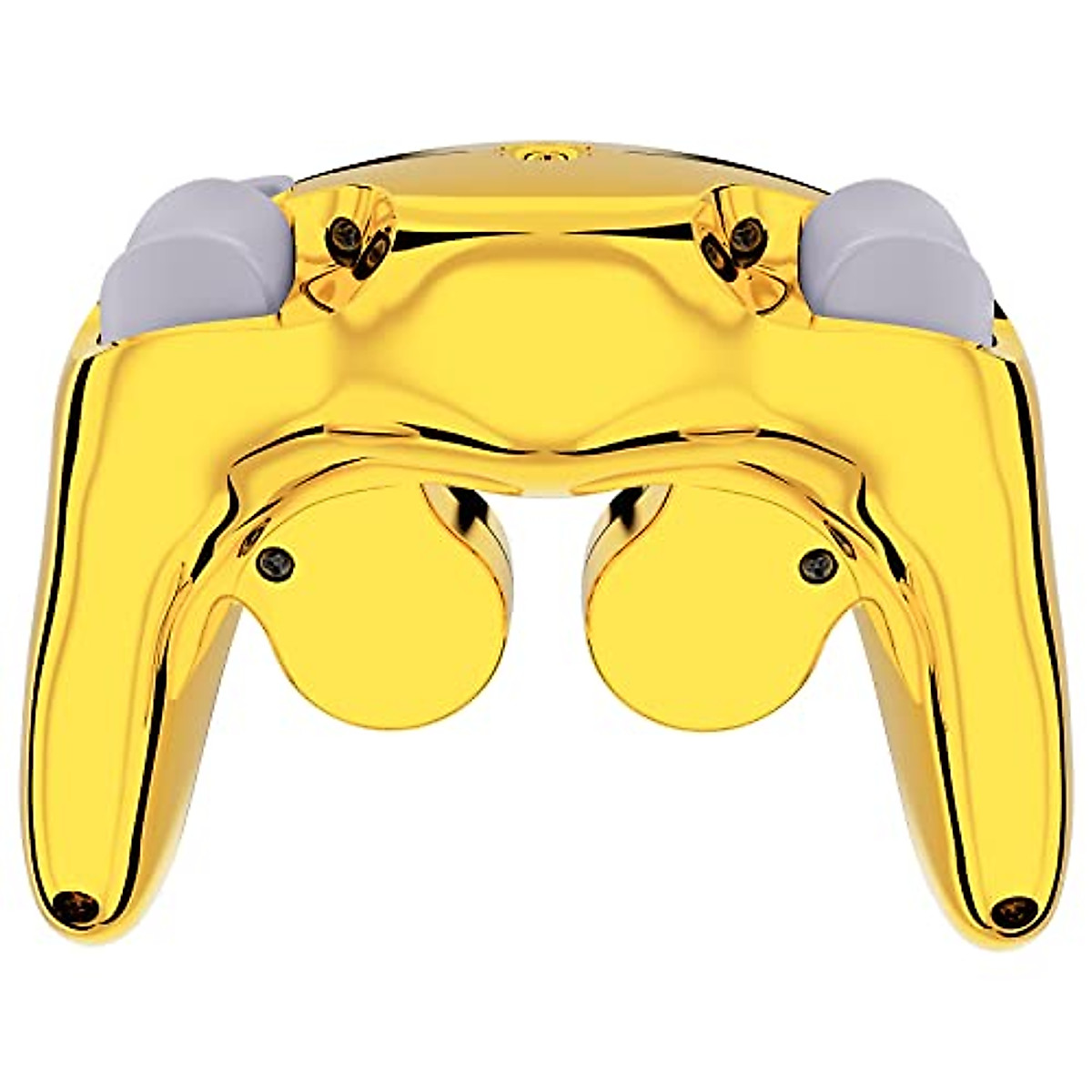 eXtremeRate Chrome Gold Glossy Faceplate Backplate for Nintendo Gamecube Controller, Replacement Housing Shell Cover with Buttons for Nintendo Gamecube Controller NGC - Controller NOT Included