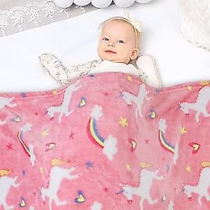 Viviland Kids Throw Blanket, Unicorn Print Blankets for Girls, Warm Lightweight Plush Throw Blanket Pink Unicorn Fleece Throw Blanket for Sofa Chair Couch Bed, for Kids, 30" x 40"