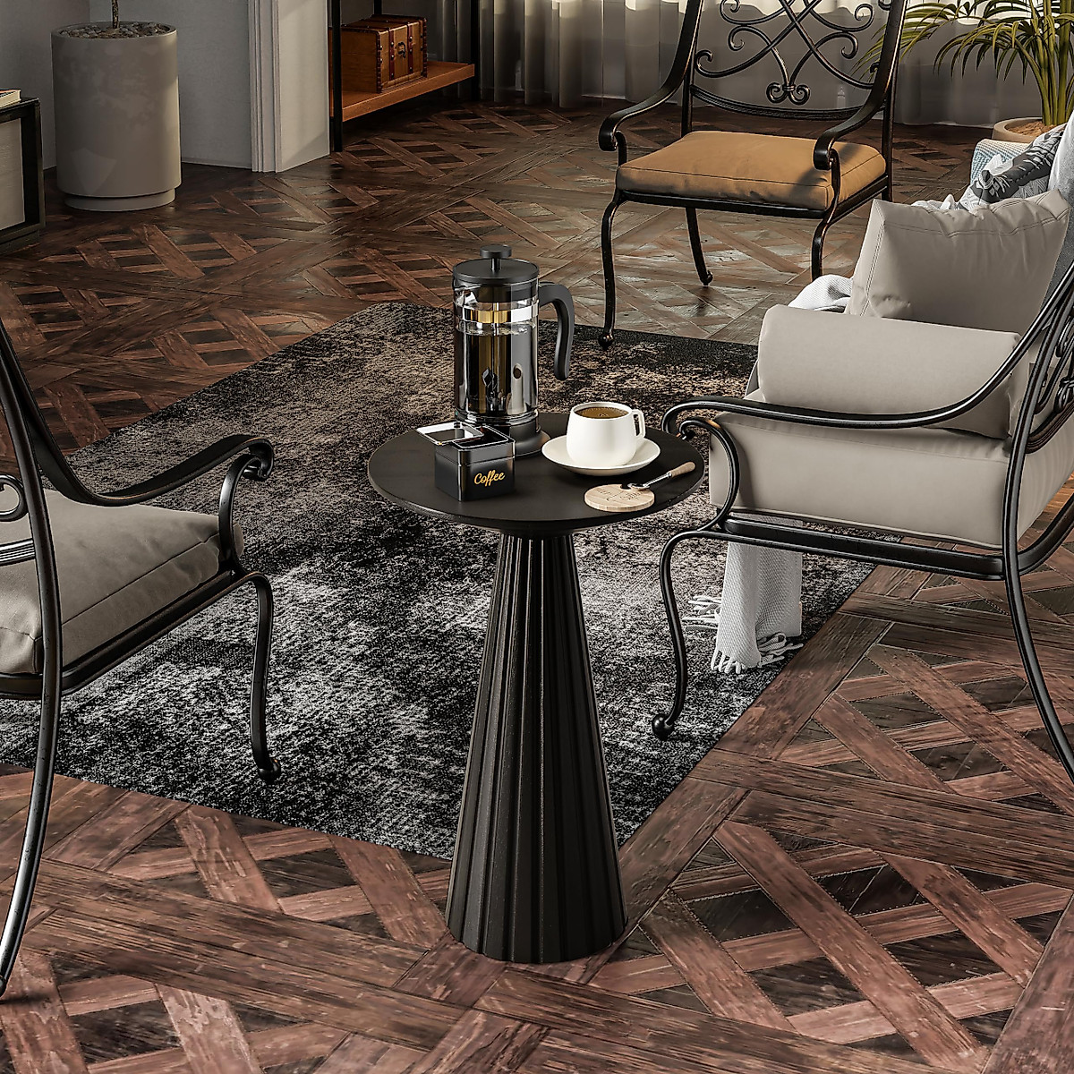 COZAYH Pedestal Small Drink Table Round Martini Table Wood Plant Stand End Table for Small Space Living Room, Bedroom, Black