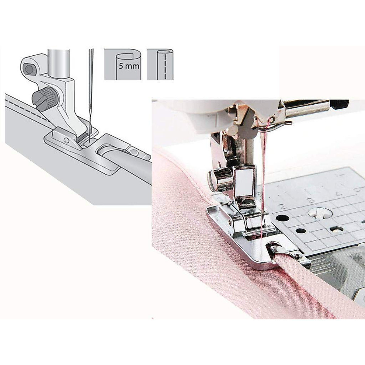 Hemming Foot Kit 6Pcs Hemmer Foot Sewing Machine Presser Foot Hemmer for Brother Singer Janome Low Shank Sewing Machine Use Rolled Hem Presser Foot