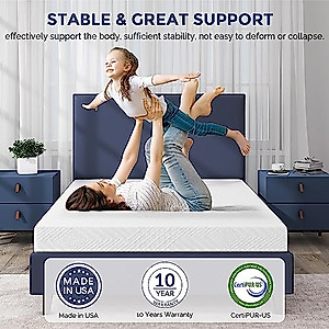 IULULU Full Size Mattress, 6-Inch Full Memory Foam Mattress - Green Tea Gel Infused, Medium-Firm for Cool Sleep and Pressure Relief Bunk Trundle Bed in a Box, CertiPUR-US Certified, White