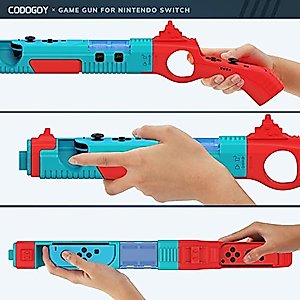 CODOGOY Shooting Game Gun Controller Compatible with Switch/Switch OLED Joy-Con, Hand Grip Motion Controller for Nintendo Switch Shooter Hunting Games (Red+Blue)