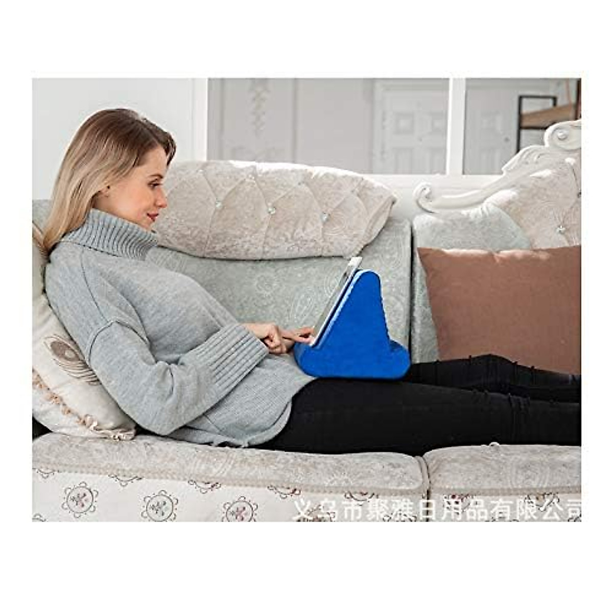 Pillow Foam Laptop Tablet Lapdesk Multifunction Tablet Stand Holder Stand Lap Rest Cushion for Ipad with Bag (Royal Blue)