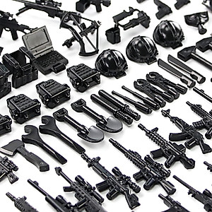 Feleph Weapons Pack Army Military Building Block for Soldier Figures, WW2 Toy Swat Bricks Gear Pieces Set Equipment Kit Compatible with Major Brand