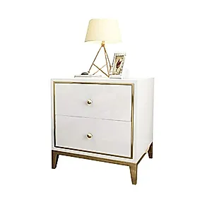 SJYDQ Bedside Cupboard Bedroom Nightstand Wood Night Table Gold-Plating Frame Bedside Locker with Solid Wood Drawer